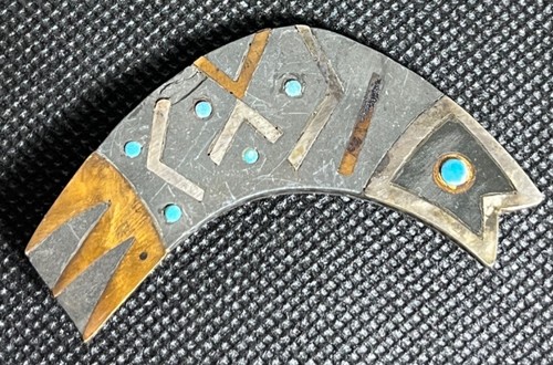 Vintage Cecilia Tono Fish Brooch Taxco México Piedra Negra with Inlay ...