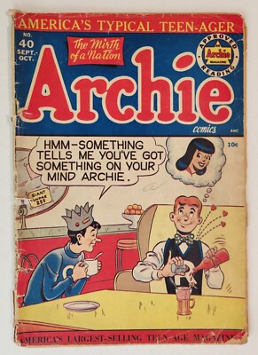 Archie Comics #40 (1949) POOR INCOMPLETE Bill Vigoda 1st Solo Jughead ...