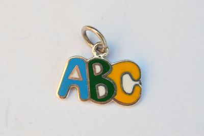 New Silver Sterling Pendant Enamel ABC .925 Charm | eBay
