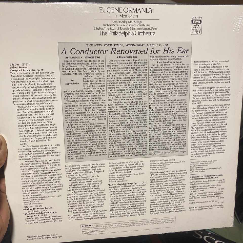 FACTORY SEALED EUGENE ORMANDY in MEMORIAM PHILADELPHIA ORCHESTRA LP RECORD | eBay