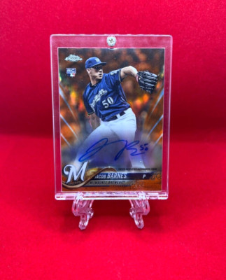 2018 Topps Chrome Rookie Autograph Orange Refractor #RAJBA Jacob Barnes ...