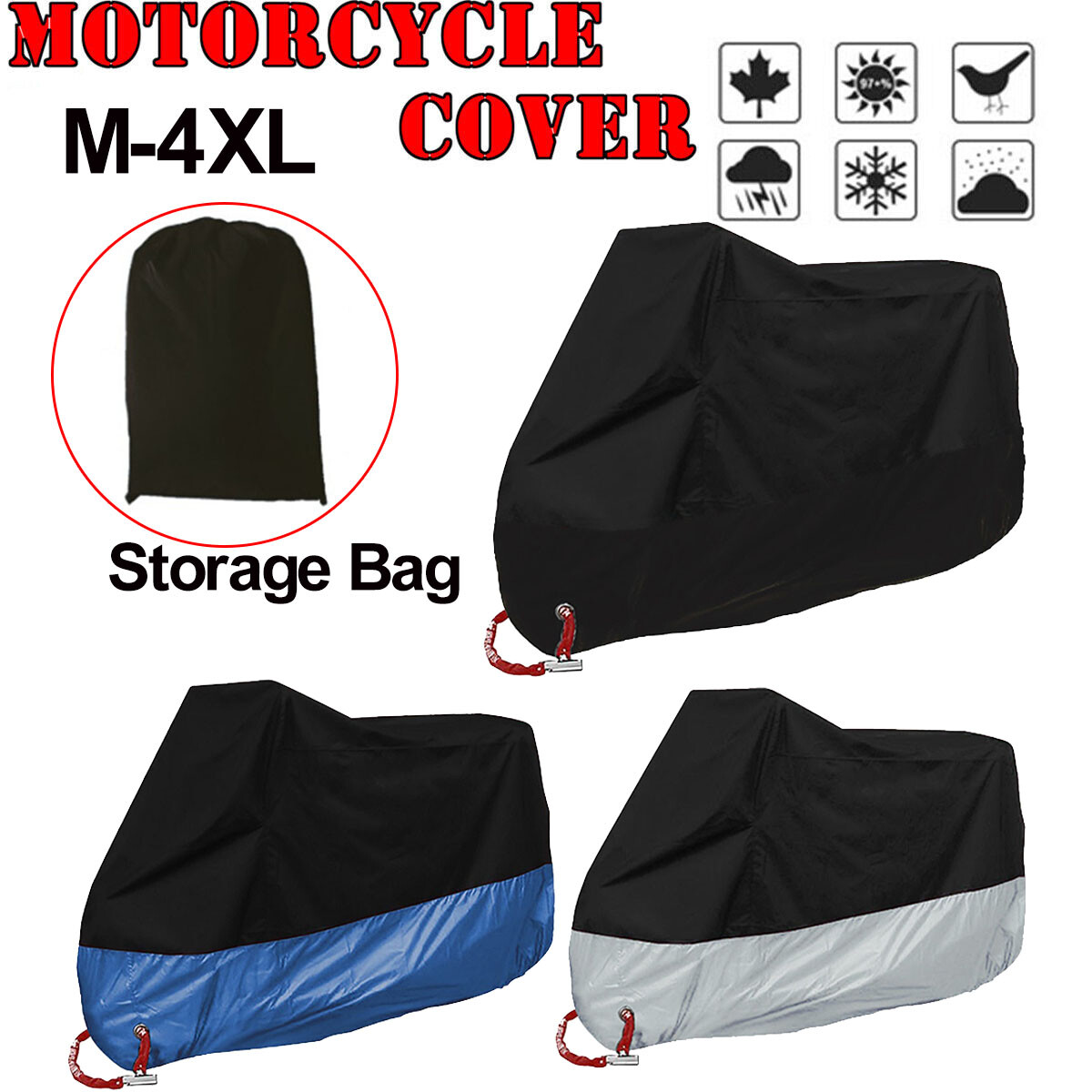 Motorcycle Motorbike Scooter Moped Cover Waterproof Rain Dust UV ...