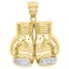 Real 10K Yellow Gold Two Tone Diamond Cut Boxing Gloves Sport Pendant ...