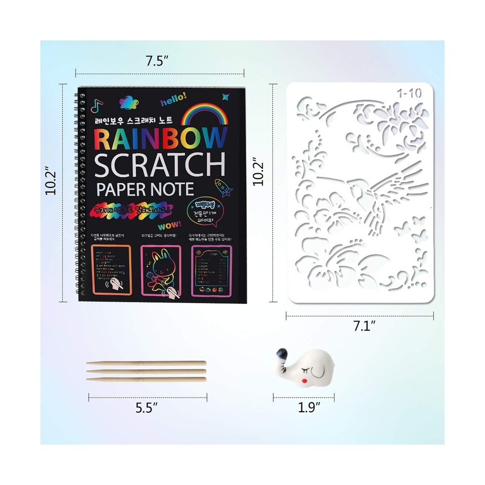 Mocoosy 3 Pack Rainbow Scratch Art Paper Notebooks, Spiral Bound Magic ...