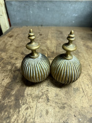Vintage Old Original Bed Post 3” Ball Finial Topper Top Brass Parts Set ...