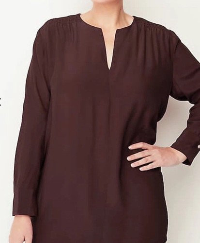 J.jill Women’s XLT Dark Fig Smocked Split Neck Tunic | eBay