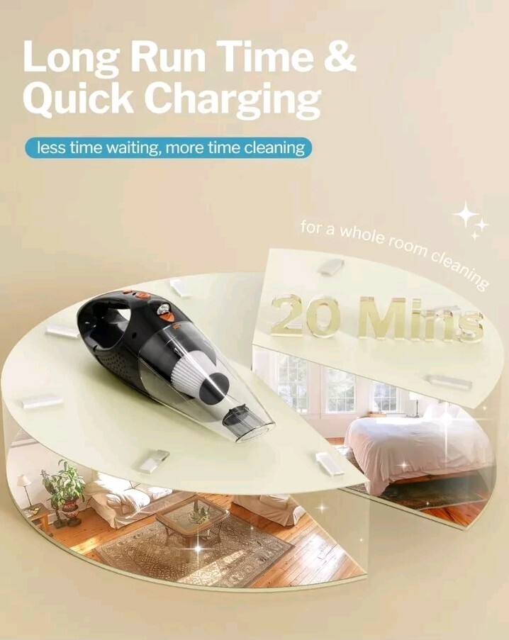 Powools Handheld Vacuum Cordless with 2 Filters, Car Vacuum Cleaner ...