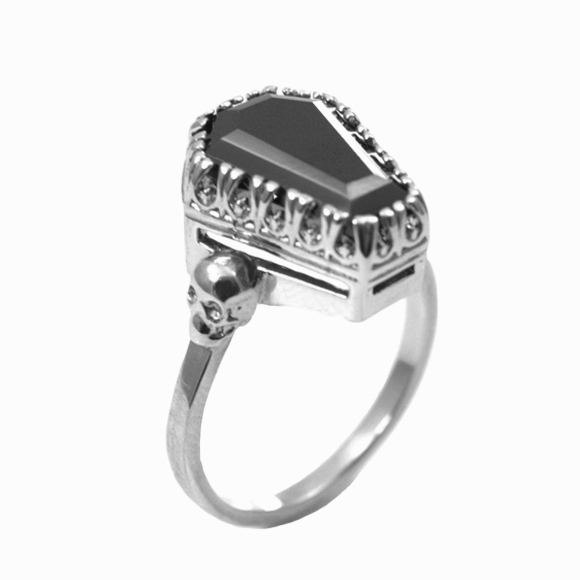 Coffin and Skull Ring Natural Gemstone Set In Sterling Silver | eBay