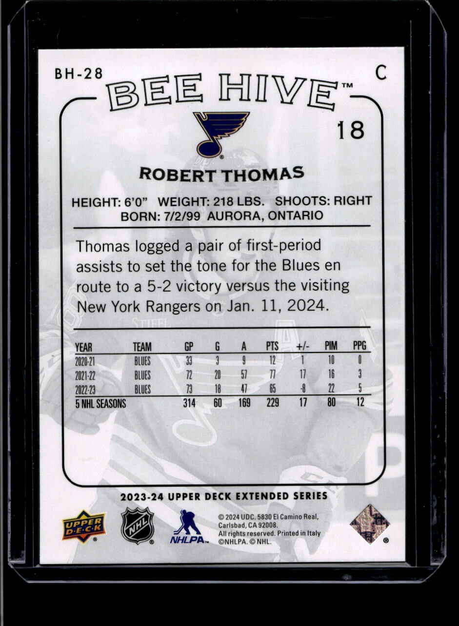 2023-24 Upper Deck Extended Series #BH28 Robert Thomas Bee Hive | eBay