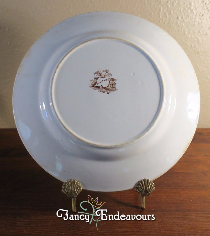 Antique Brown Transferware Plate Palmyra Brownfield & Sons Burslem ...