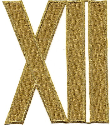 5" Metallic Gold Roman Numeral XII Twelve 12 Embroidery Patch | eBay