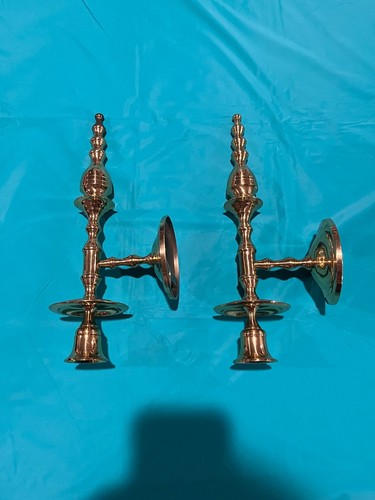 Pair of Solid Brass Wall Candle Holder Sconce Candlestick | eBay