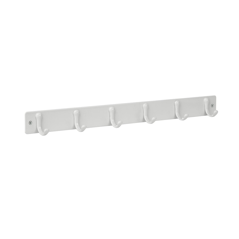 19 in. Wall Mounted Metal 6 Hook Rack, White | eBay