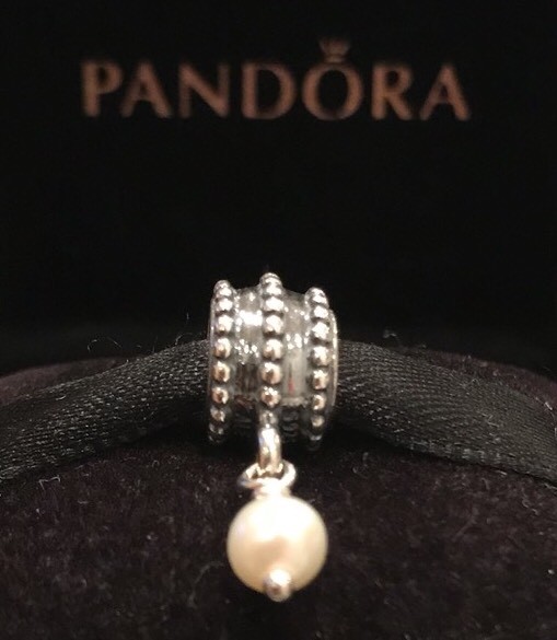 Authentic Pandora Beveled Pearl Dangle Retired Pandora Charm Sterling ...