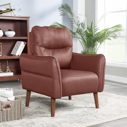 Modern Accent Chair PU Leather Single Sofa Club Office Armchair ...