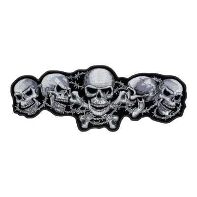 Skulls Crossbones & Barbed Wire Patch, Skull Back Patches | eBay