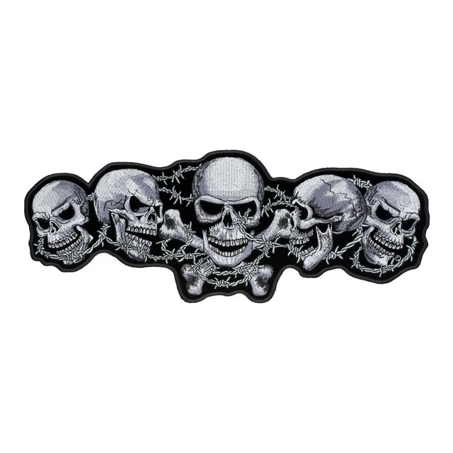 Skulls Crossbones & Barbed Wire Patch, Skull Back Patches | eBay