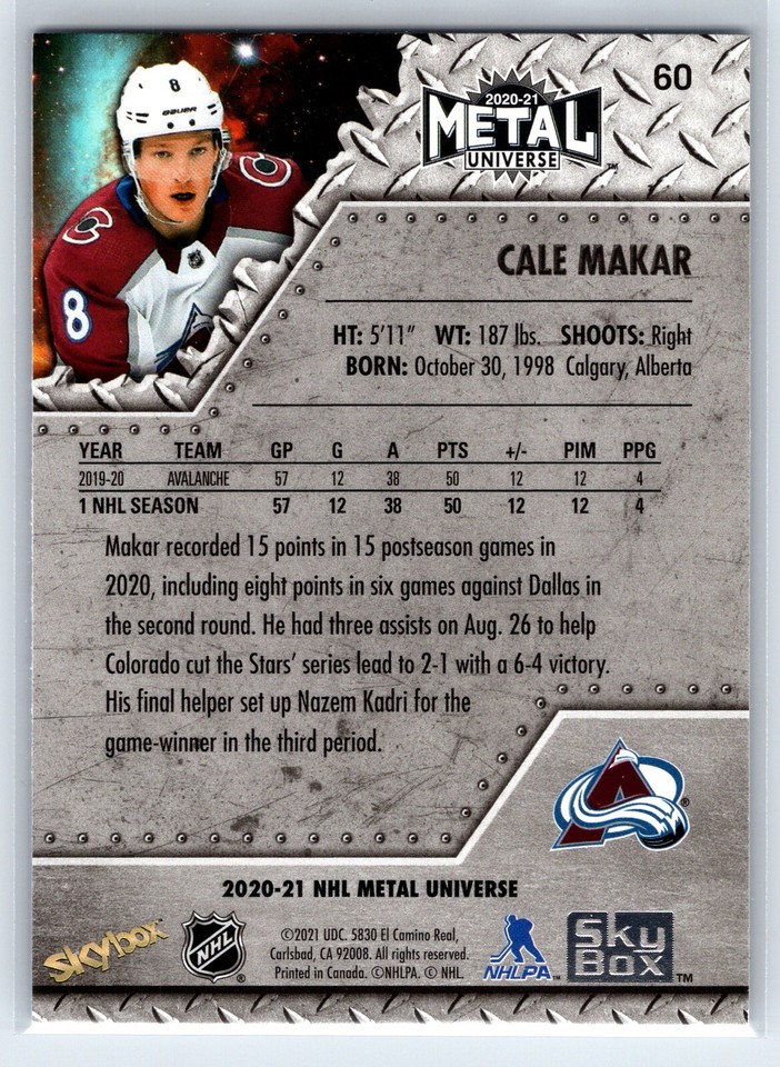 Cale Makar 2020-21 Skybox Metal Universe #60 | eBay