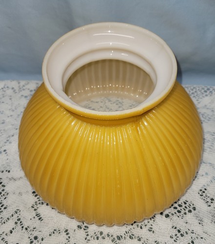 Vtg Ribbed Yellow Milk Glass Student Oil Lamp Shade Globe GWTW | eBay