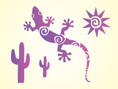 Desert Southwest Gecko Stencil Lizard Aztec Sun Cactus DIY Art Signs ...