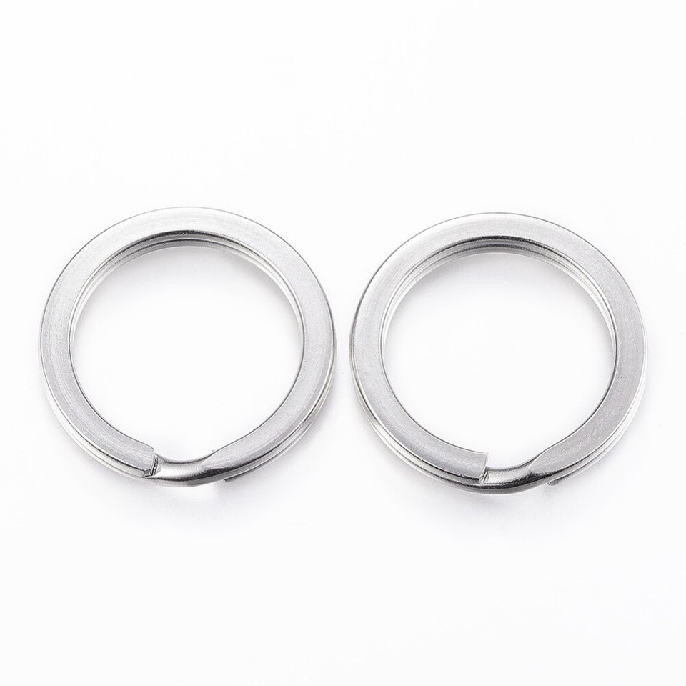 Stainless Steel Split Rings Flat Key Rings Double Loop 15mm - 38mm ...