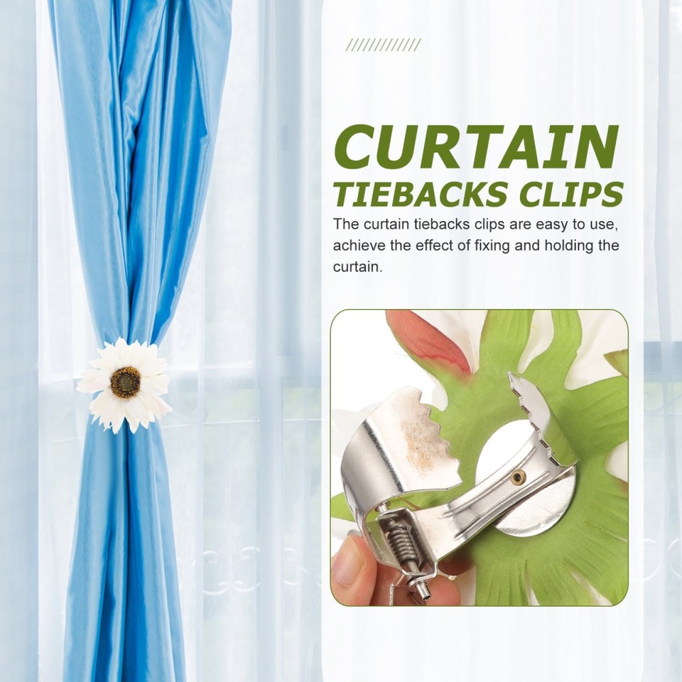 2 Pcs Curtain Clamp for Drapes Clip Flower Sunflower Curtains Ties ...