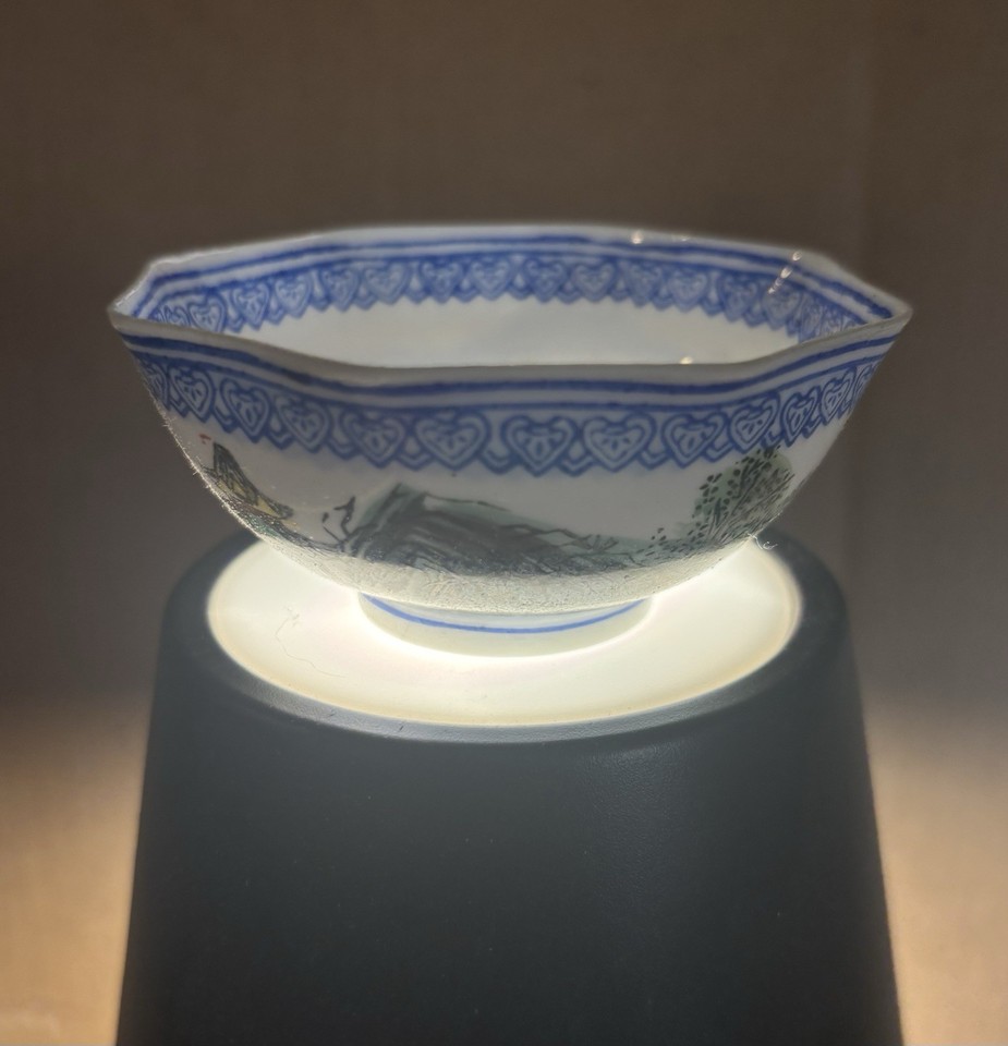 Chinese Porcelain Octagon Tea Cup Dragon Medallion w/ Brocade Box | eBay