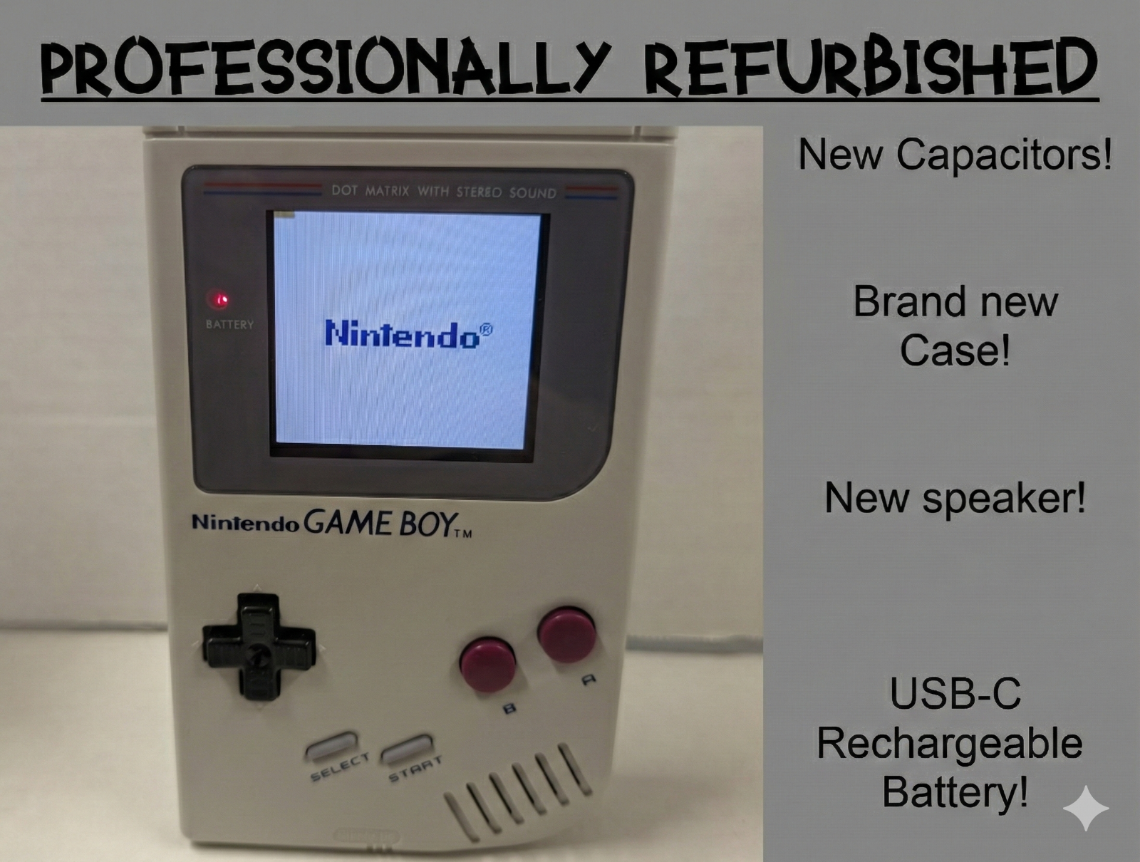 Refurbished Game Boy. DMG-01. New Caps, Screen, Backlight & USB-C ...