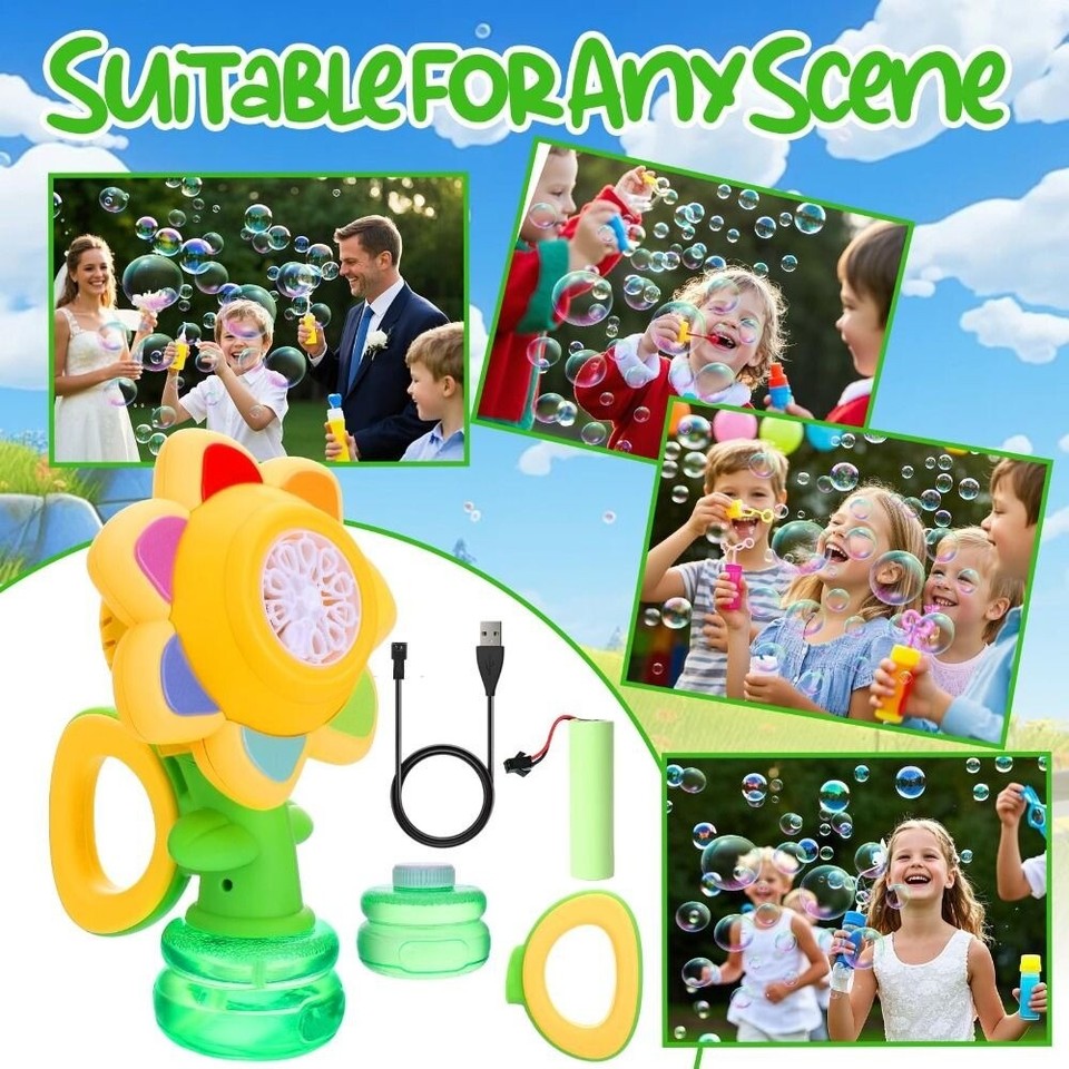 with Light Sunflower Bubble Machine Flower Bubble Machine Kids Toddlers | eBay Australia