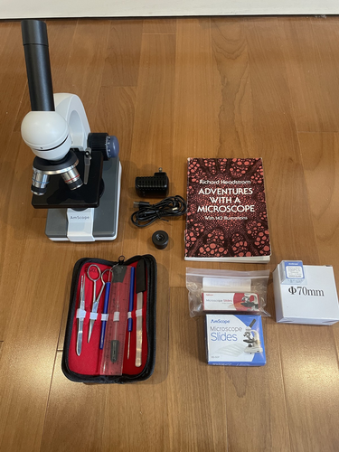 AmScope Microscope, Dissection Kit, Glass Slides and Book | eBay