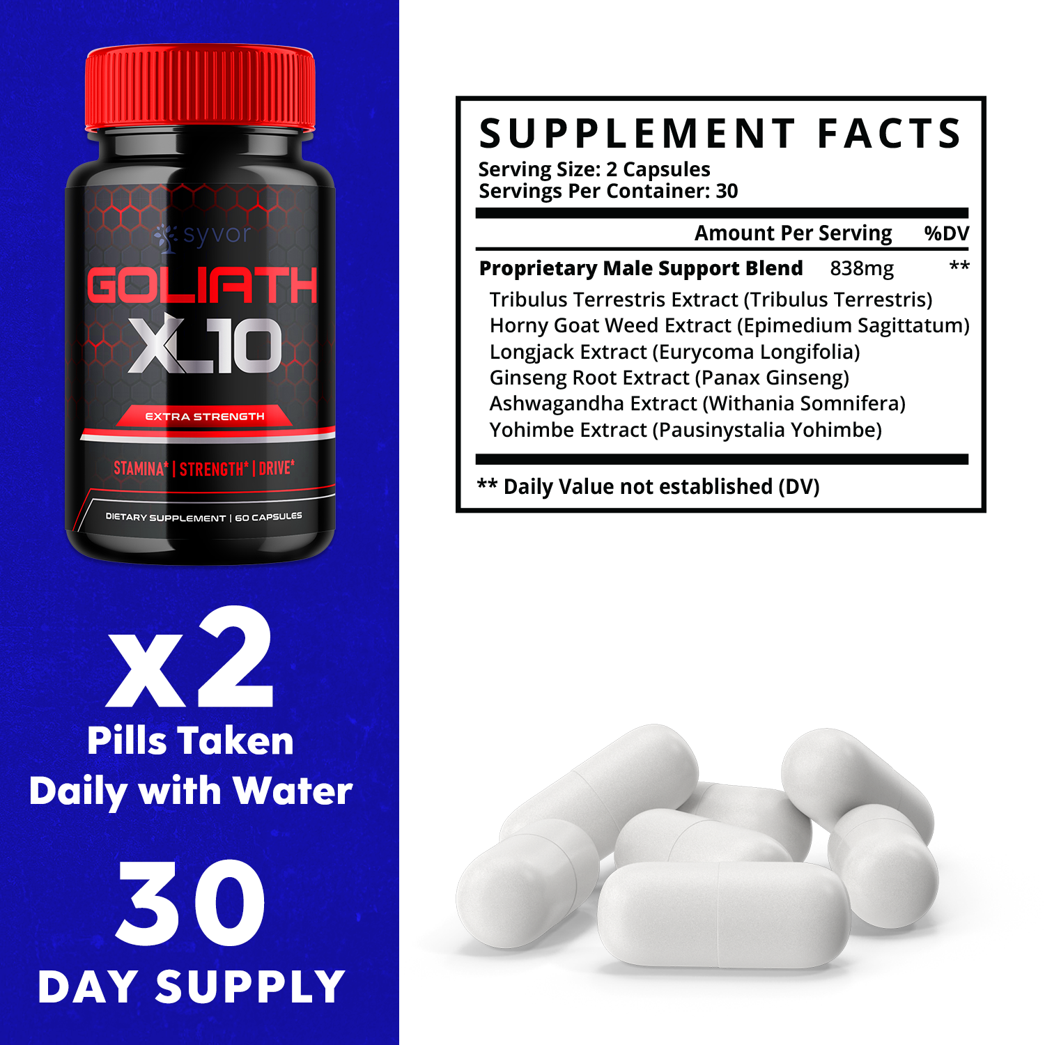 Goliath XL10 Pills For Men Advanced Vitality Support Supplement 120 ...