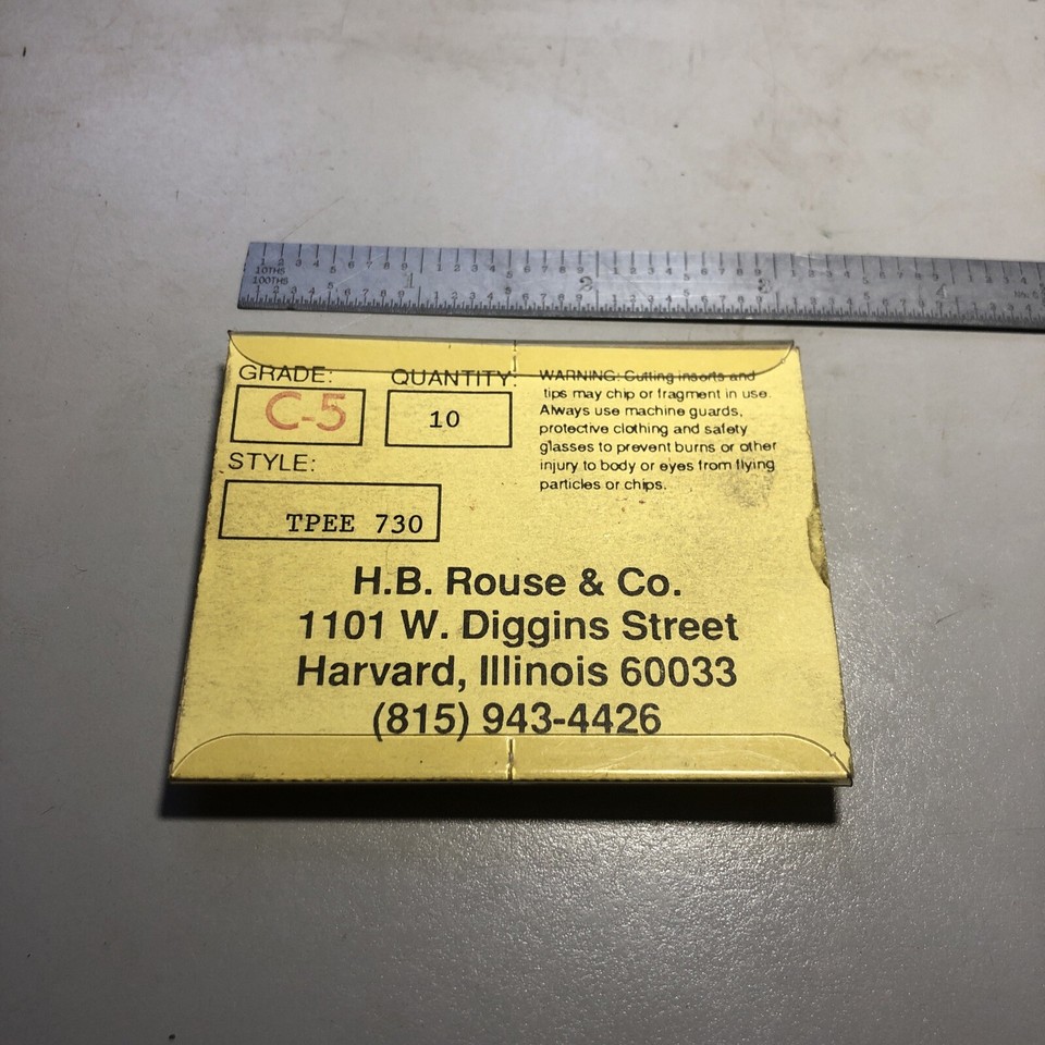H.B. Rouse Indexable Carbide Inserts TPEE 730 Grade C5 New | eBay
