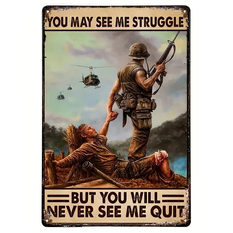 Veteran You May See Me Struggle Metal sign 8"x12" (FRAME is NOT ...