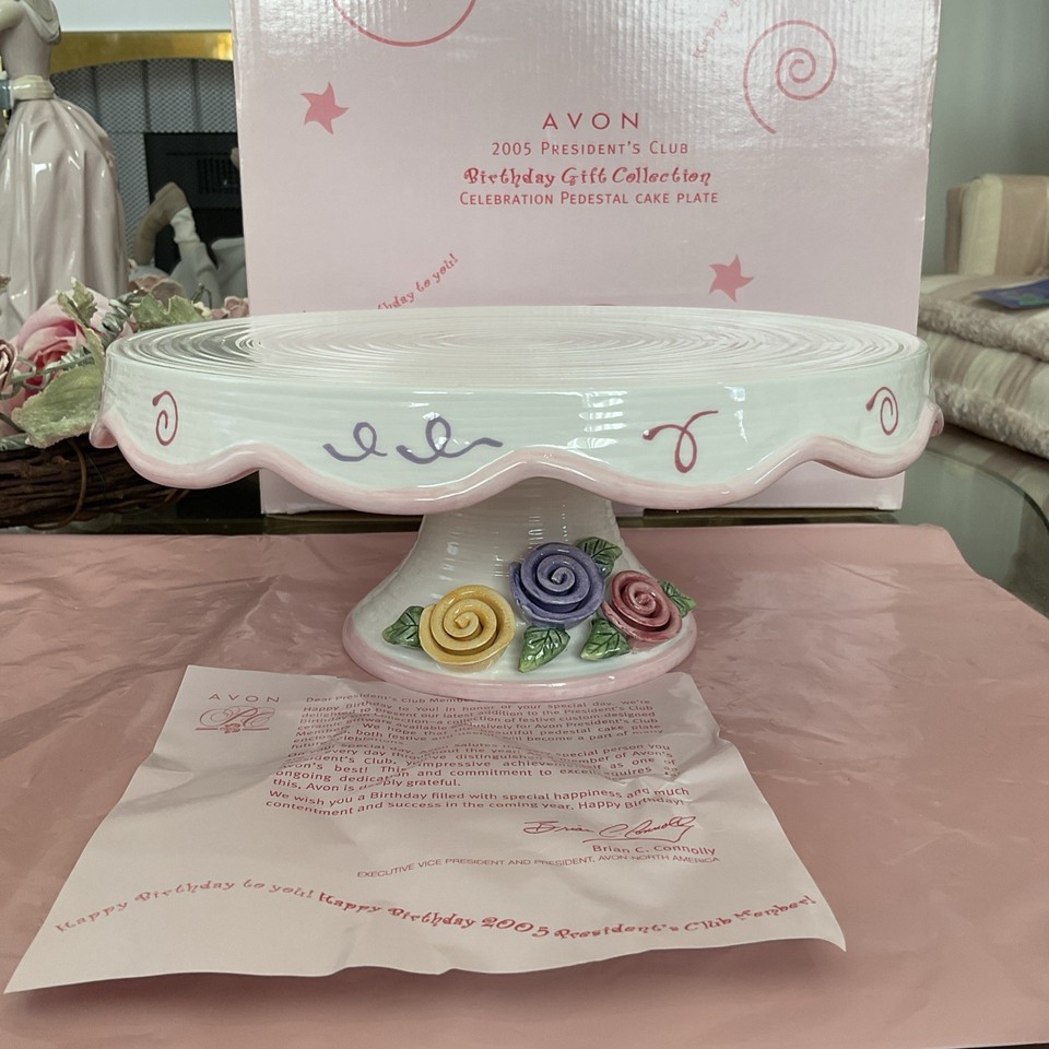 VTG Avon 2005 President's Club Birthday Gift Cake Plate Vintage 10 ...