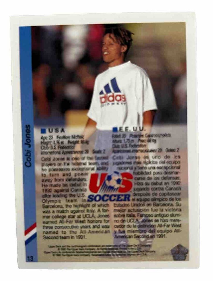 1993 Upper Deck World Cup 94 Preview English/Spanish - #13 Cobi Jones ...