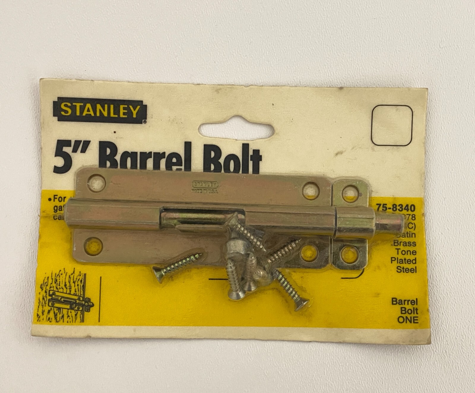 Stanley 5" Barrel Bolt Satin Brass Finish 75-8340 / CD1078 Door Lock ...