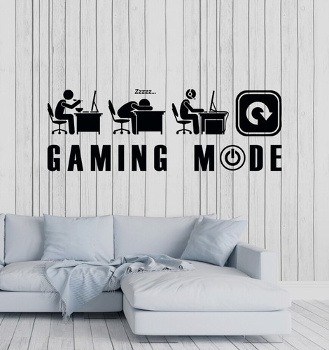 Vinyl Wall Decal Gaming Mode Gamer Lifestyle Funny Video Games Stickers ...