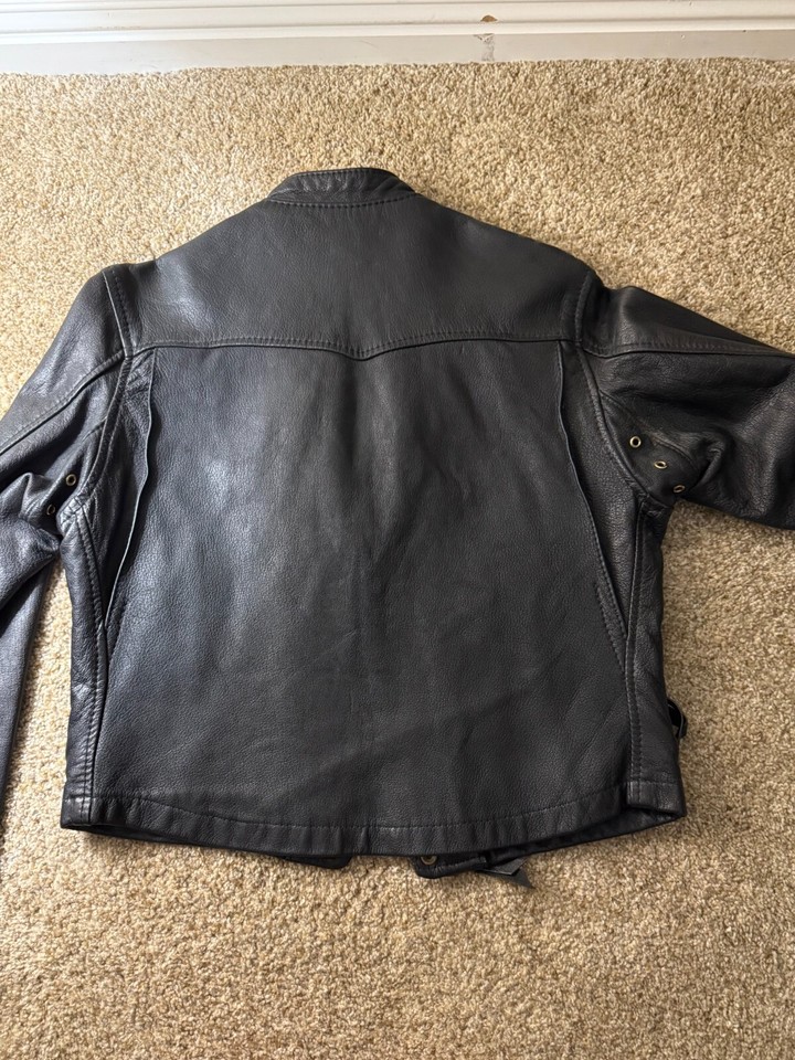 Vintage Langlitz Leathers Cascade Biker Leather Jacket S/M Black Custom ...