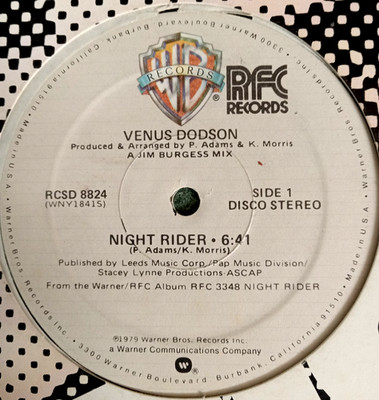 VENUS DODSON Night Rider (6:41) USA 1979 WARNER BROTHERS Records DISCO ...