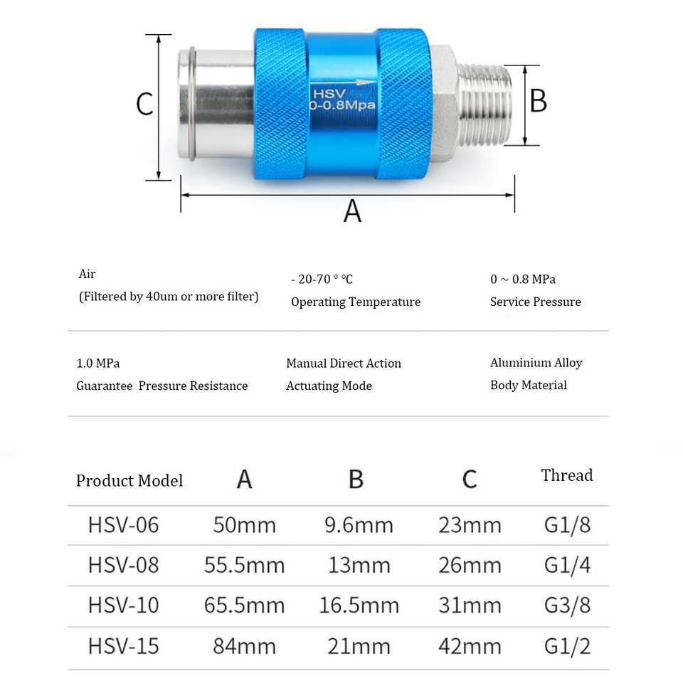 HSV-08 Aluminum G1/4" Thread Pneumatic Flow Control Manual Hand Slide ...