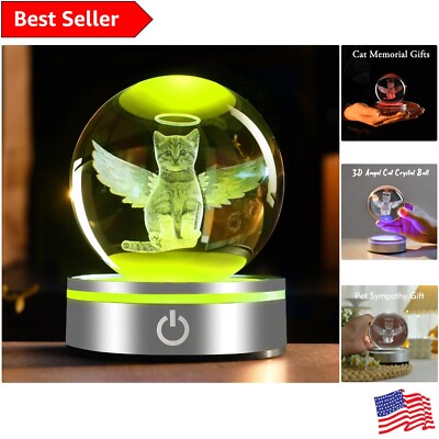 3D Cat Angel Crystal Ball - Heartwarming Memorial Gift for Cat Lovers ...