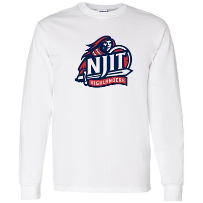 NJIT Highlanders Primary Logo Unisex Long Sleeve T Shirt - White | eBay