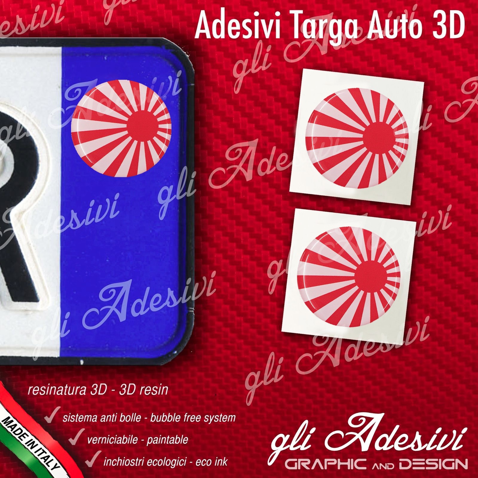 2 Adesivi Stickers bollino 3D Resinato targa Auto Moto JAPAN flag | eBay