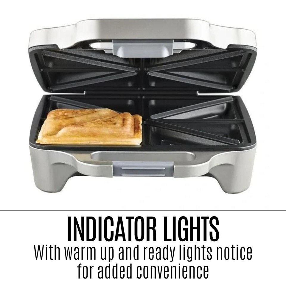 SUNBEAM 4 Sandwich Press Large Jaffle Maker Big Fill Bread Waffle Snack ...