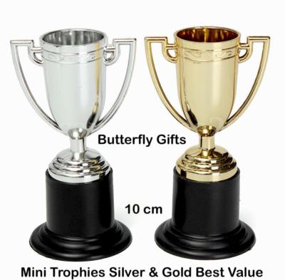 Mini Gold Silver Trophy 10cm Plastic Trophies Party Bag Fillers UK ...
