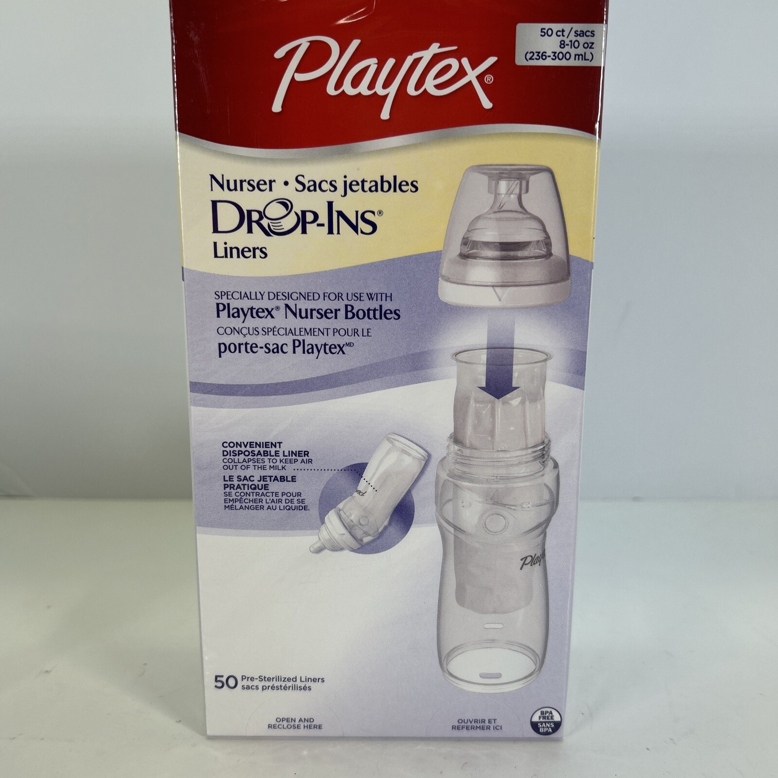 Playtex Baby Nurser Drop-Ins Liners 8-10 Oz 50 Count Factory New Sealed ...