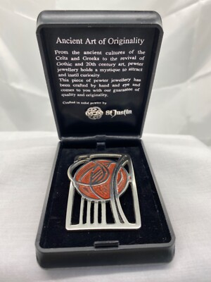 St. Justin Pewter Brooch with Papers and Case | eBay