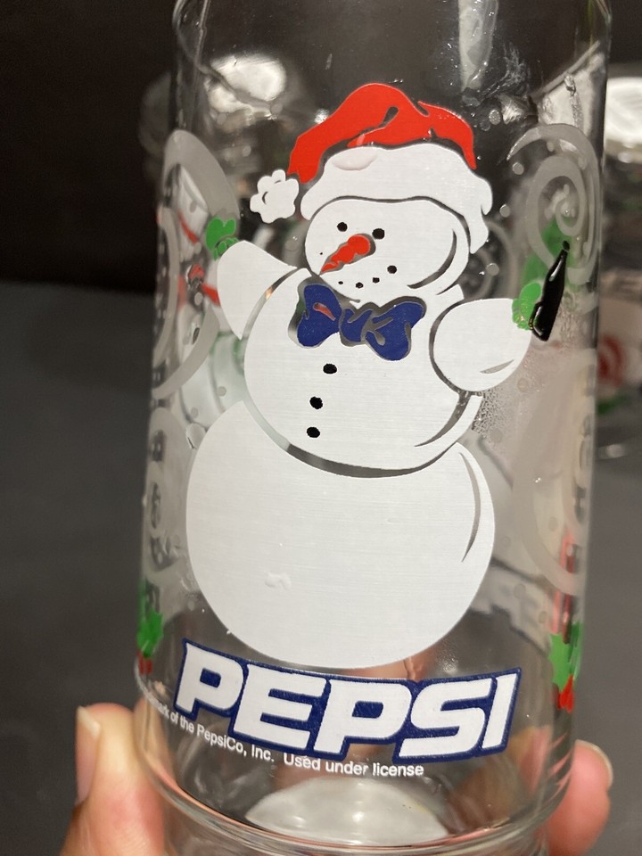 4 Pepsi Christmas Drinking Glasses Tumblers Snowman | eBay