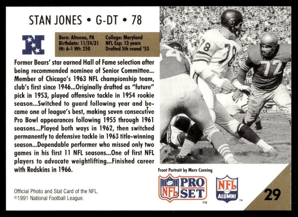 1991 Pro Set Stan Jones #29 | eBay