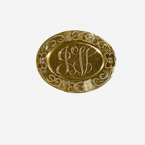 14k Yellow Gold Monogrammed Brooch Cursive Floral Initial Pin Marked HN ...
